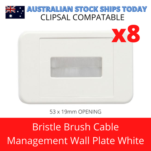 4 x Bristle Brush Cable Management Wall Plate GPO Home Theatre TV White ...