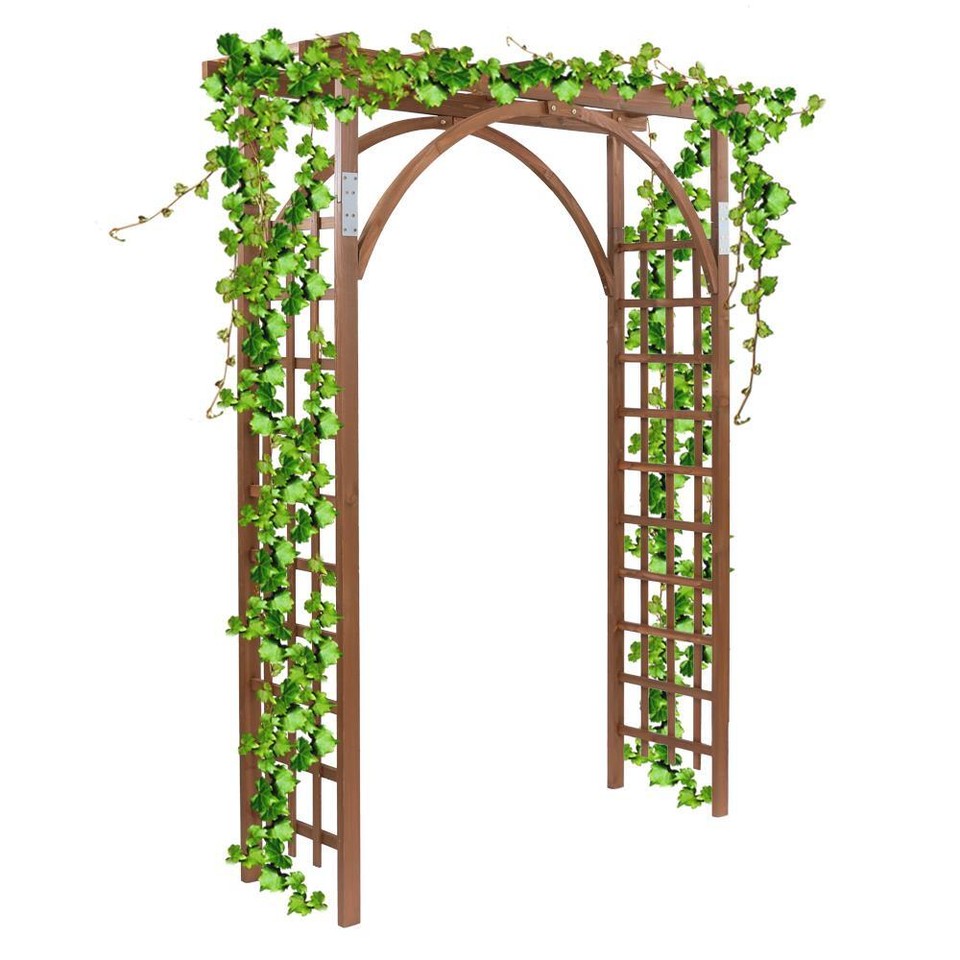 Wooden Garden Arch Trellis Pergola Arbor Over 8FT High Patio Plant ...