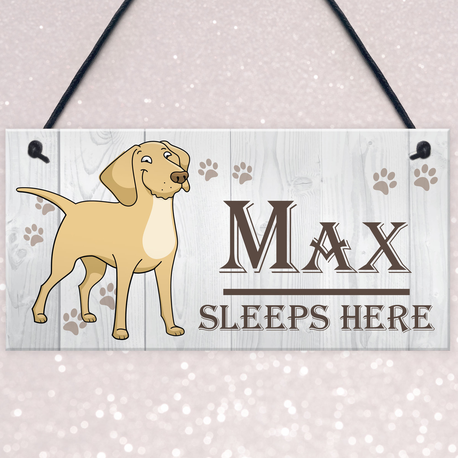 Cute Pet Dog Sign ‘Sleeps Here’ - Personalised Kennel Bed Hanging Sign ...