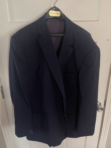 Men’s Moorman Super 140’s Wool Sport Coat Blazer - Navy- L52 - 2 Button ...