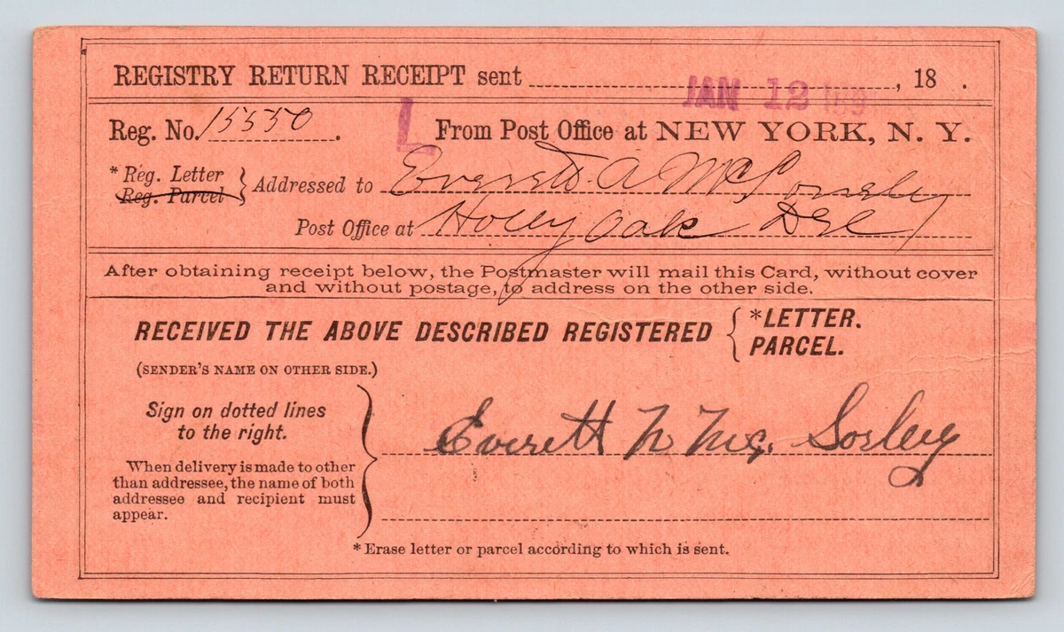 Registered Post Receipt