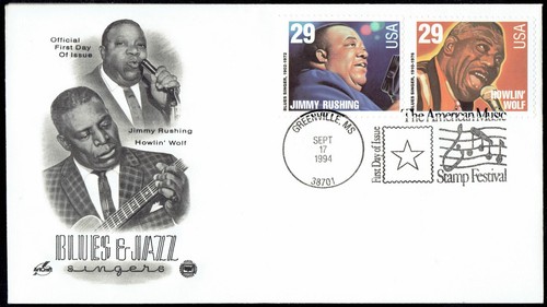 US 2858 & 2861 Jimmy Rushing & Howlin Wolf Sep 17 1994 Art Craft Cachet ...