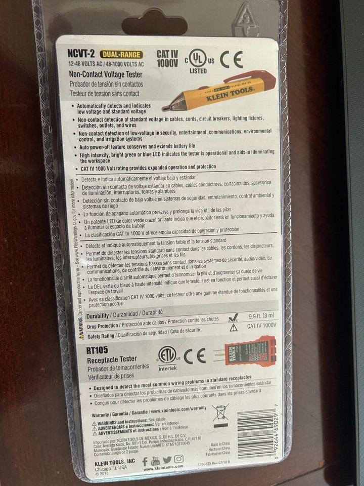 Klein Tools Electrical Test Vltage Kit NCVT-2KIT Up to 1000VAC New | eBay