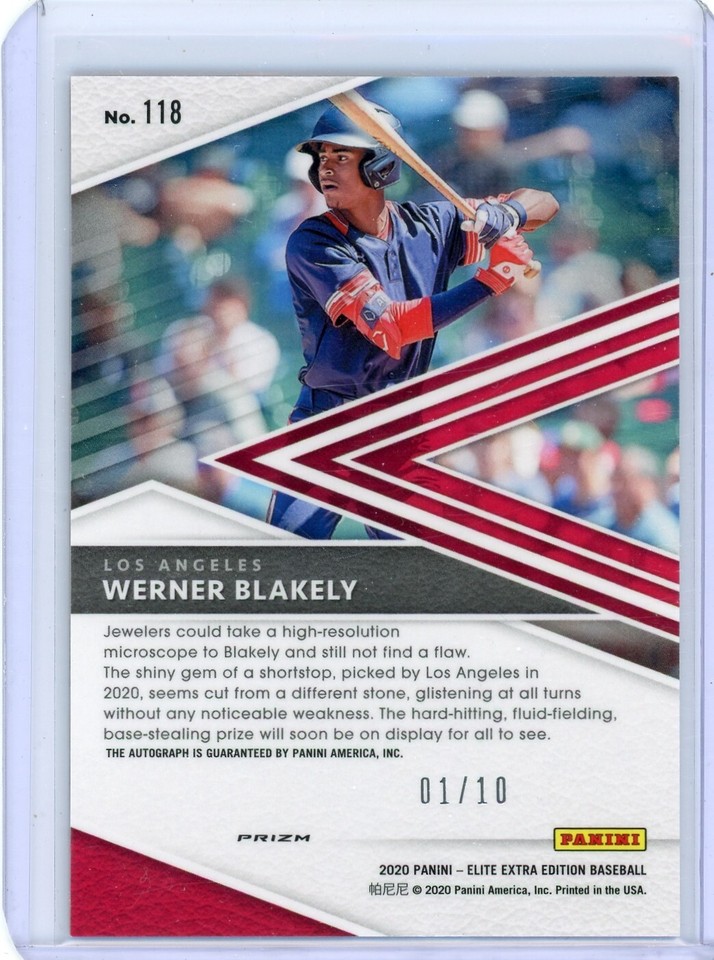 2020 Elite Extra Edition Werner Blakely LA Angels Gold Opti-Chrome Auto ...