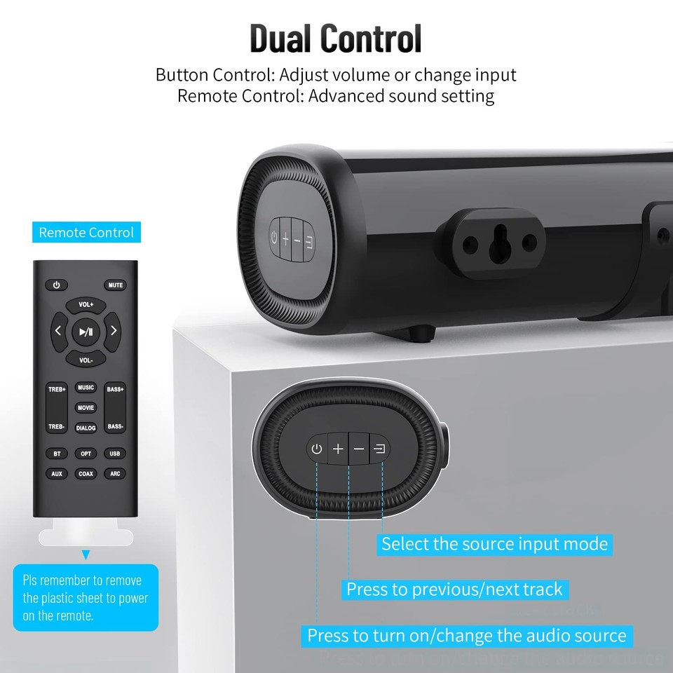LITTOAK Small Sound Bar for TV, Soundbar with Bluetooth | eBay
