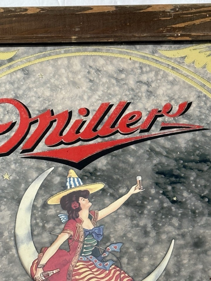 Miller High Life Pub Mirror 19x19 Vintage Girl on Crescent Moon 1980 | eBay