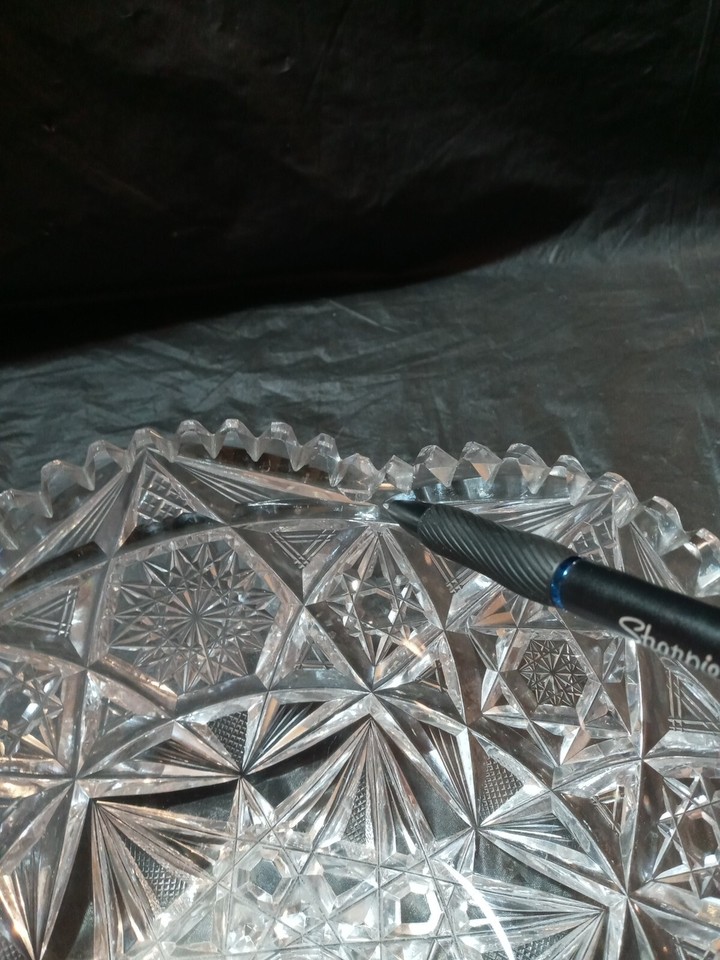 Vtg American Cut Glass Bowl Pattern Star Button Quilted Saw Tooth ...