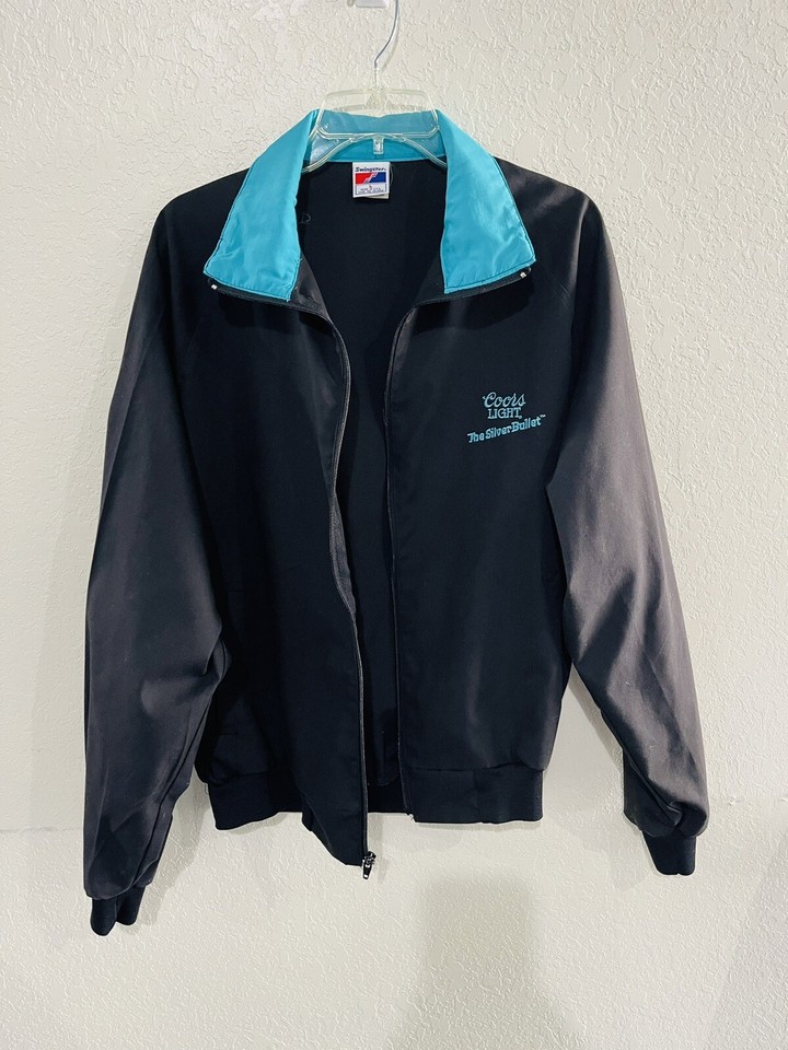 Swingster Jacket VTG Coors Light The Silver Bullet Beer Black /Teal USA ...