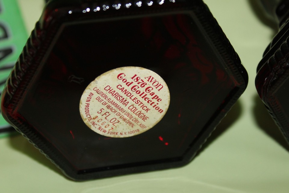 Ruby Red Glass Avon Cape Cod 1876 Pair Of Charisma Cologne Candlesticks ...