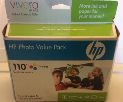 HP Photo Value Pack 110 Tri-Color Ink Cartridge & 120 4" x 6" Photo ...