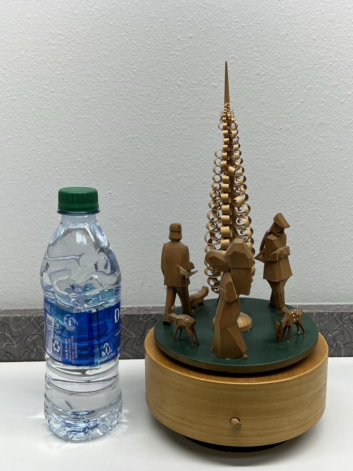 German Hand Carved Wooden 12”Music Box Forest Figures, Deer & 6 ...