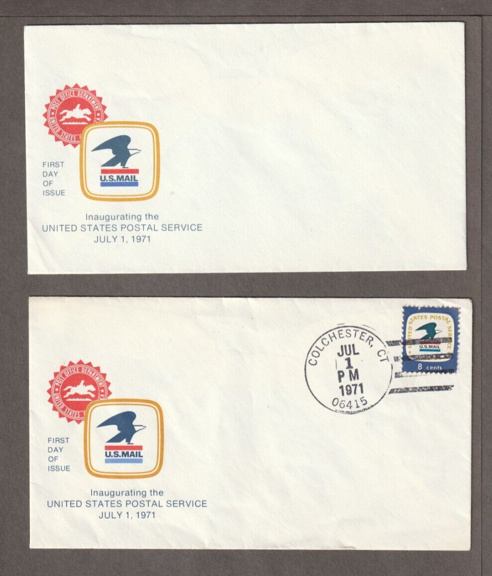 Lot of 2 U.S. POSTAL SERVICE Envelopes~FIRST DAY of ISSUE/July 1, 1971 ...