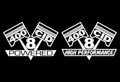 2 V8 400 CID ENGINE HIGH PERFORMANCE POWERED PISTON DECALS SBC MOTOR 6. ...