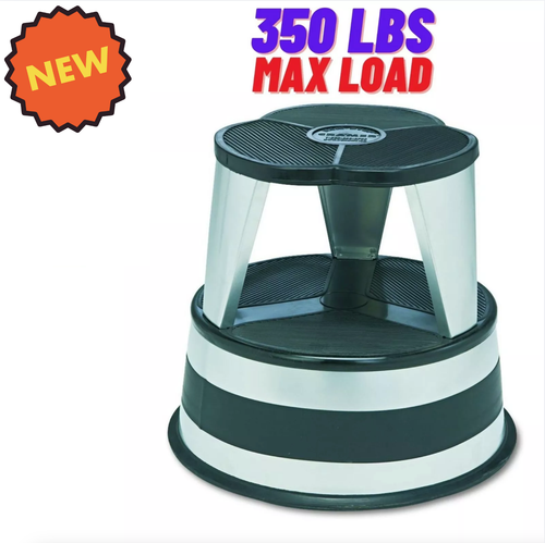 Mobile Metal Kick Step Up Stool Home Office Roll Ladder Library Casters ...