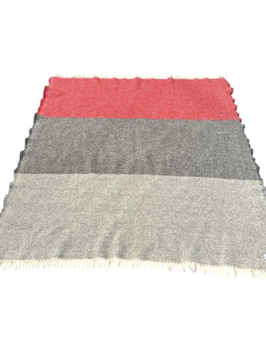 Faribault Wool Mill Red Gray ColorBlock Blanket 100% Wool 43”x37 ...