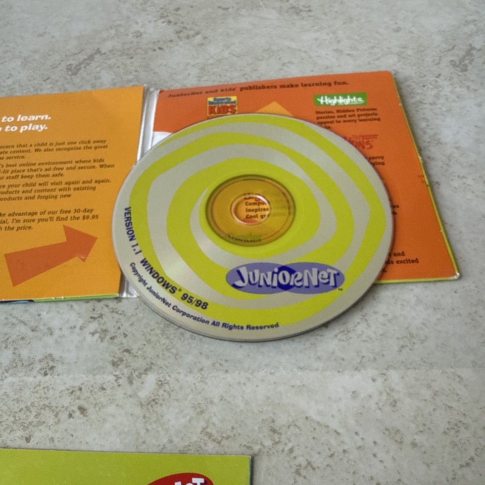 JuniorNet software just for kids (collectable item) 1999. Windows 95/98 ...