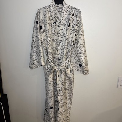 Vintage jim thompson silk Black And White Robe, Kimono One Size | eBay