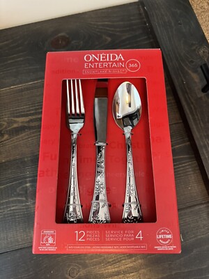 Brand New Oneida Entertain Winter Wishes 12PC Flatwear Set 18/0 ...