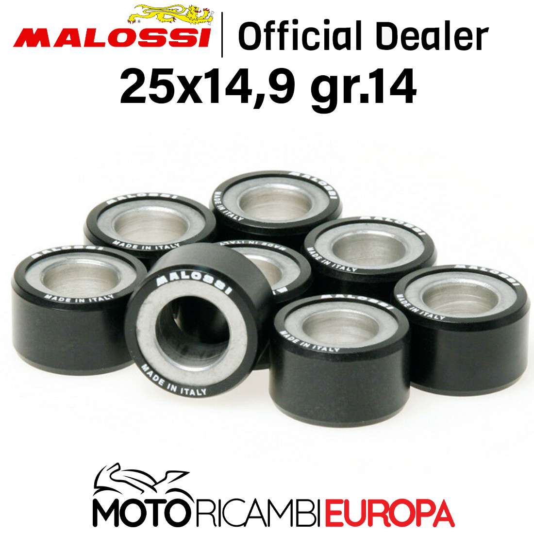 RULLI MASSETTE MALOSSI VARIATORE YAMAHA TMAX T-MAX 500 530 25x14,9 14 ...