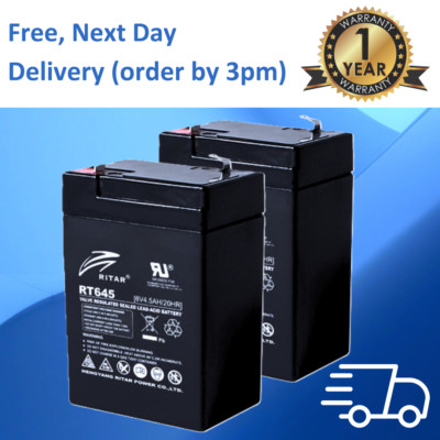 2 x NEW Rechargeable BATTERIES LEAD ACID AGM 6V 4.5Ah - RT645 / NP4-6 ...
