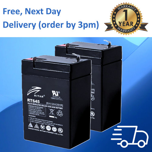 2 x NEW Rechargeable BATTERIES LEAD ACID AGM 6V 4.5Ah - RT645 / NP4-6 ...