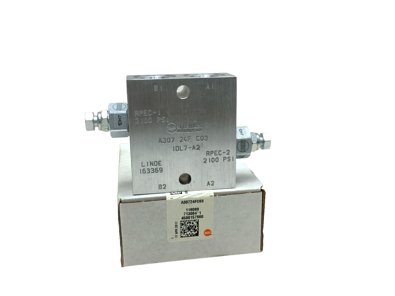 SUN HYDRAULICS A307-24F-C03 HYDRAULIC PRESSURE REDUCING CROSS OVER ...