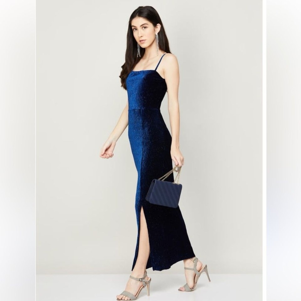 SHEIN Y2K Sparkly Black/Blue Slit Tank Dress Size XL Prom/Homecoming ...