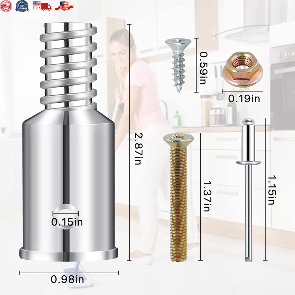 6Pcs Ultra Threaded Tip Replacement Repair Kit Metal Broom Handle ...
