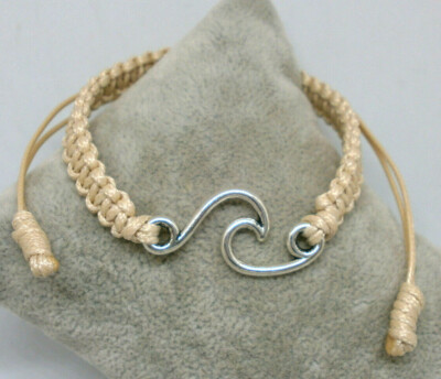 Bracelet " Wave " IN Thread Beige IN Staircase Macrame - Adjustable | eBay