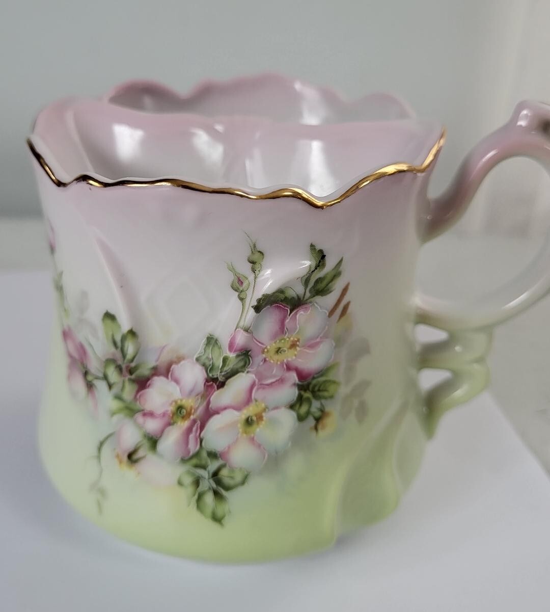 Nippon Shaving Mug mustache tea Cup Hand Painted Floral Porcelain pot ...