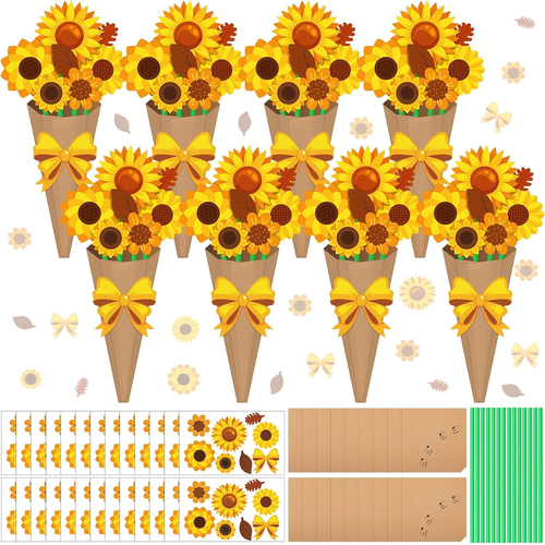 24 Set Thanksgiving Crafts Sunflower Flower Bouquet Craft Kit DIY ...