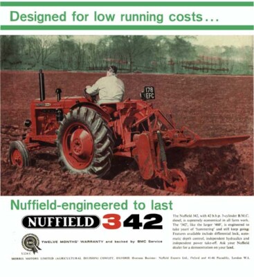 Vintage Nuffield 342 Tractor Poster Brochure Leaflet BMC Marshall ...
