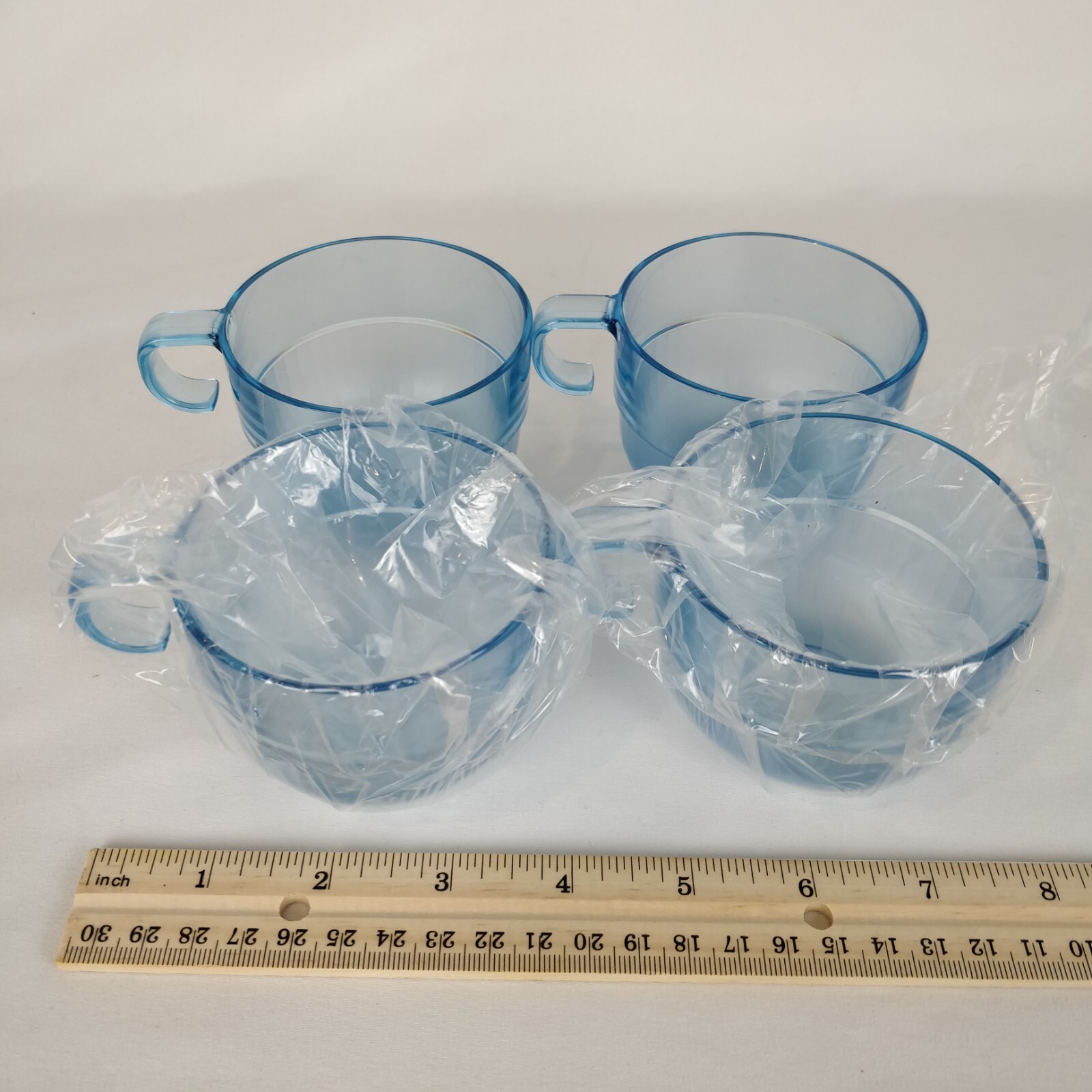 Tupperware Preludio Stackable Acrylic Mug Cup lot of 4 Blue Water New ...