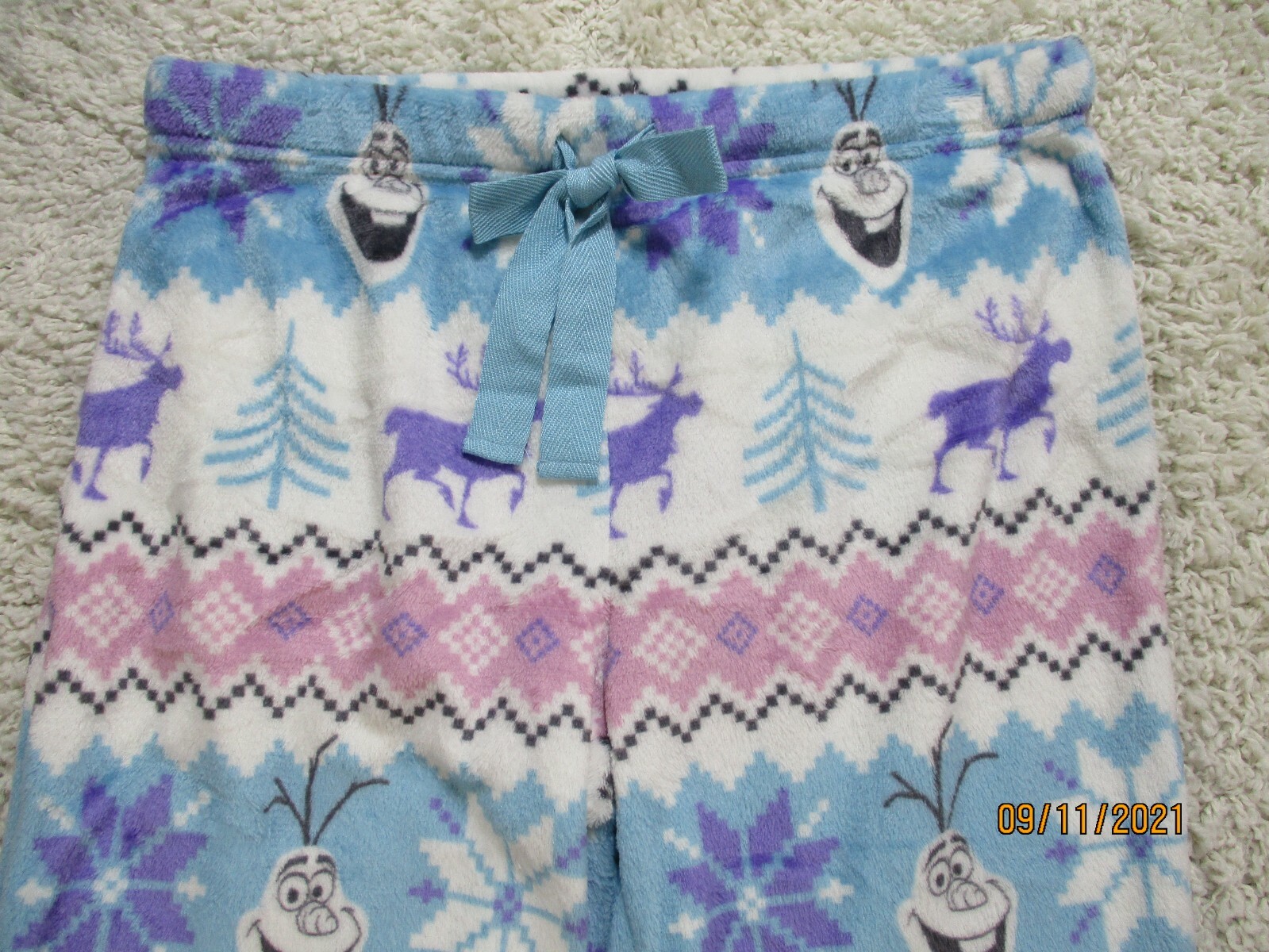 Frozen Olaf Pajama Pants Women Medium White Drawstrin… - Gem