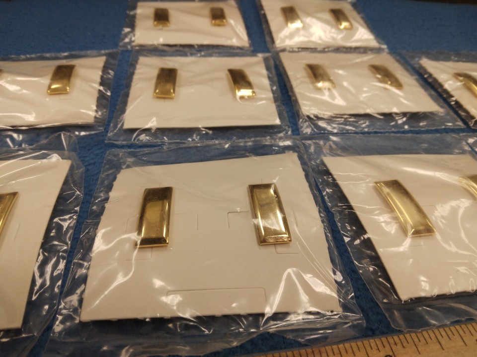 10 PAIRS OF - 2nd Lieutenant Rank Insignia Bar Pins - REGULAR SIZE -G ...