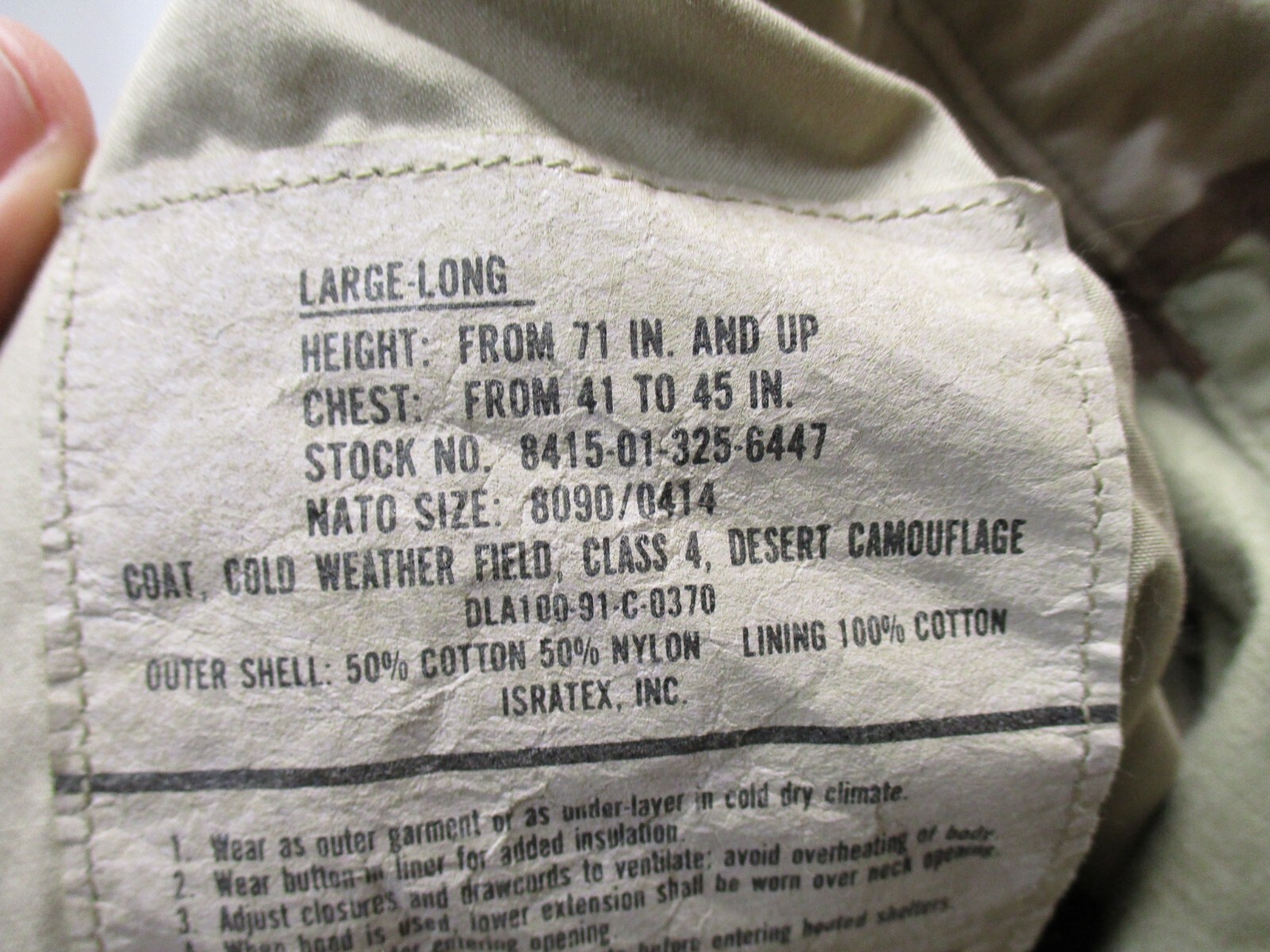 GENUINE USGI ARMY FIELD JACKET DESERT DCU CAMO COAT M-65 COLD WEATHER ...