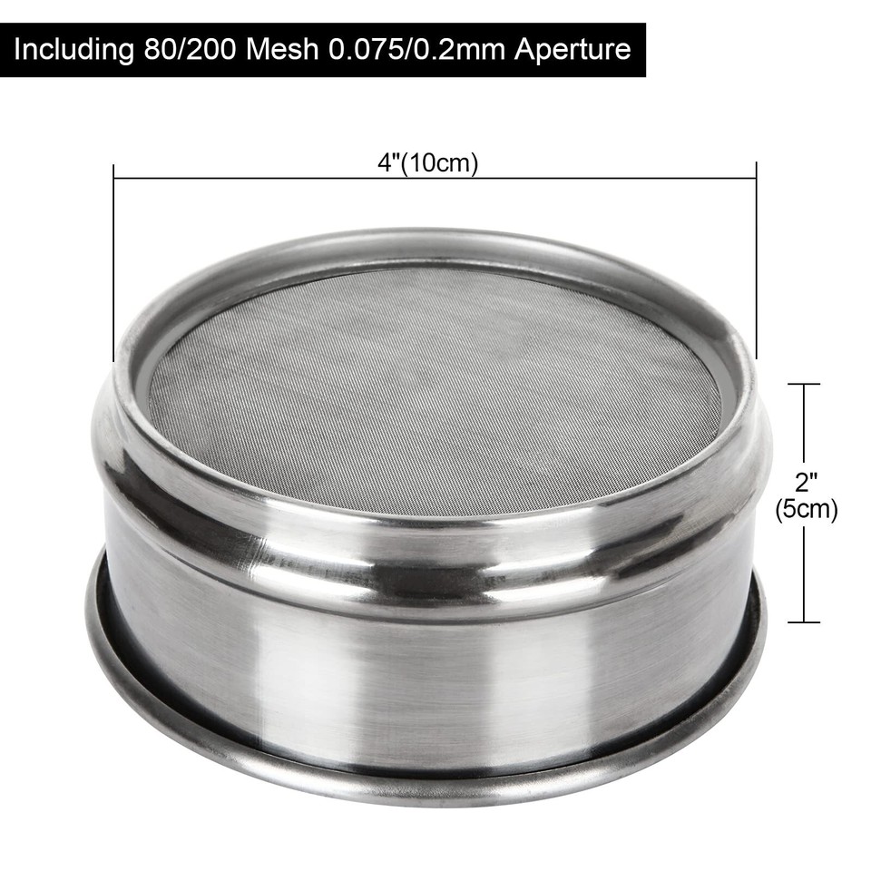 2 PCS 304 Stainless Steel Test Sieves, 200 Mesh 0.075mm + #80 Mesh 0 ...