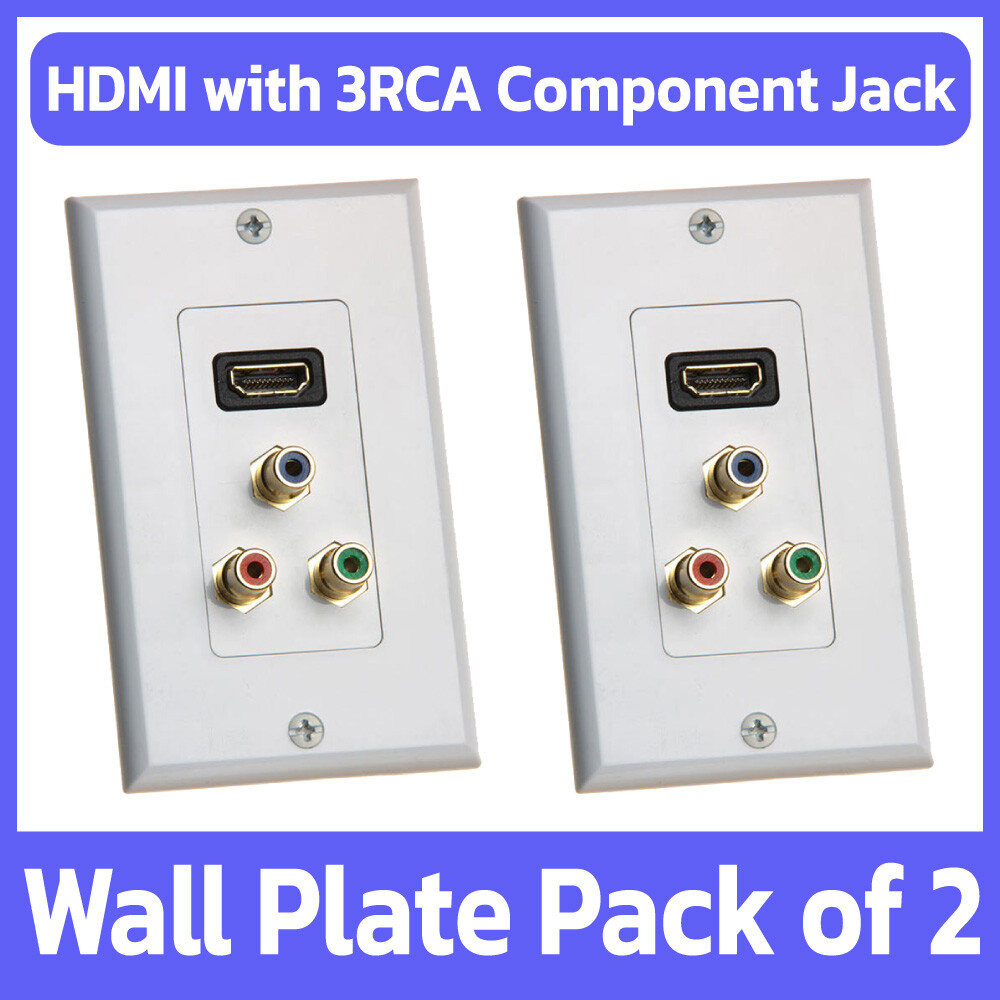 2 Pack HDMI Wall Plate with RGB RCA Component Video Audio Faceplate ...