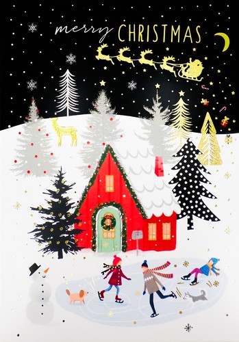 Box Of 5 Pop Up 3D Ice Skaters Fun Christmas Cards Xmas Card Boxes ...