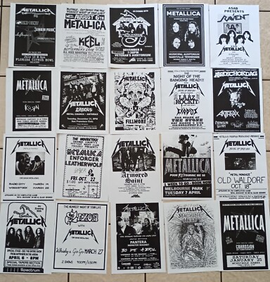 METALLICA 20 different concert flyer Set - repro flyers 8.5x11 inches ...