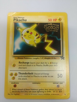 Promo 4 WB Stamped Pokemon The First Movie Pikachu Pokemon Card HP bent ...