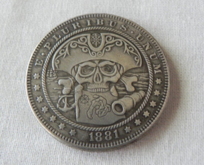 Pirate Skull Coin Jolly Roger Hobo Coin Token Large Lucky Luck Skeleton ...