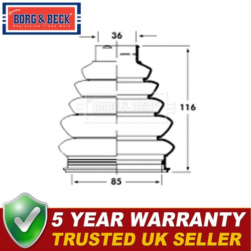 Borg & Beck Front Inner Outer CV Joint Boot Set Fits Peugeot Citroen ...