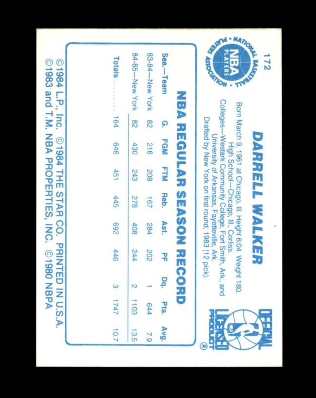 1985-86 Star Set-Break #172 Darrell Walker NR-MINT *GMCARDS* | eBay