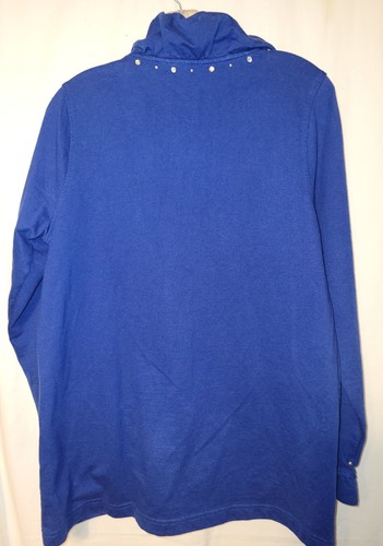 Quacker Factory Blue Jacket w/Rhinestone Full Frt Zip, Long Sleeve ...