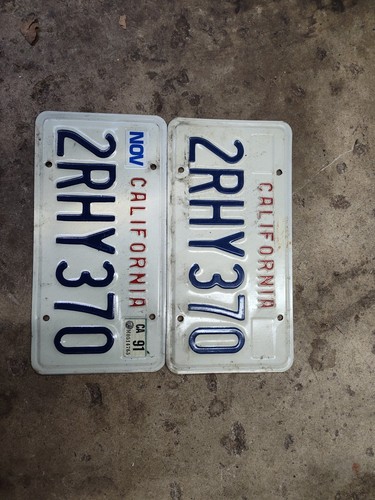 Two California License Plates Nov 1991 Matching Pair | eBay