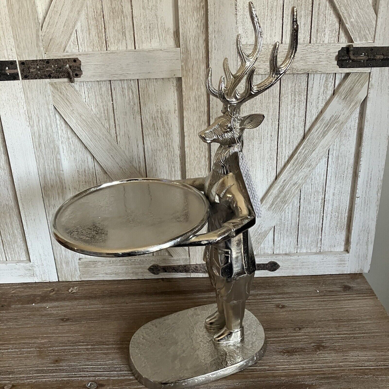 Silver Stag Butler Reindeer Deer Statue Holding Tray Sandwich Cookie ...
