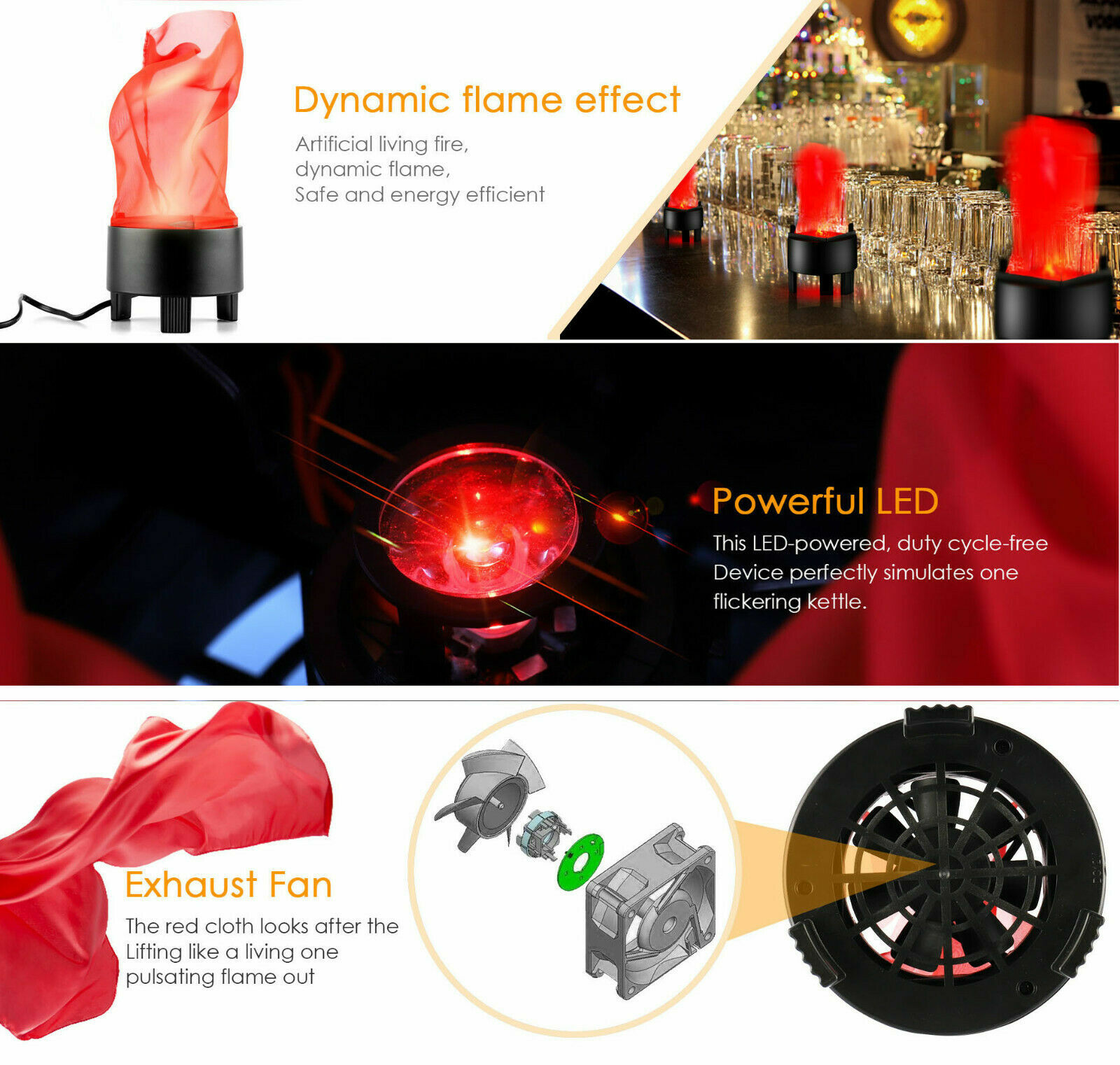 1-10 Pack Electronic LED Fake Fire Flame Simulated Effect Light No Heat ...