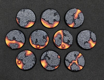 28mm PAINTED resin bases x10 Lava Warhammer 40k Age of Sigmar | eBay