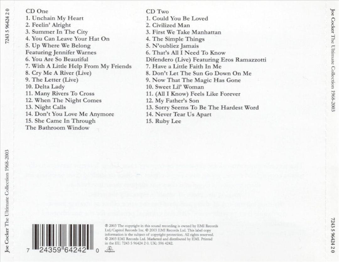 JOE COCKER - THE ULTIMATE COLLECTION 1968-2003 NEW CD 724359642420| eBay